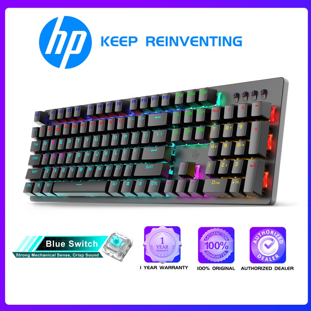 HP GK100F Mechanical Gaming Keyboard Hybrid backlit 104 keys key life ...