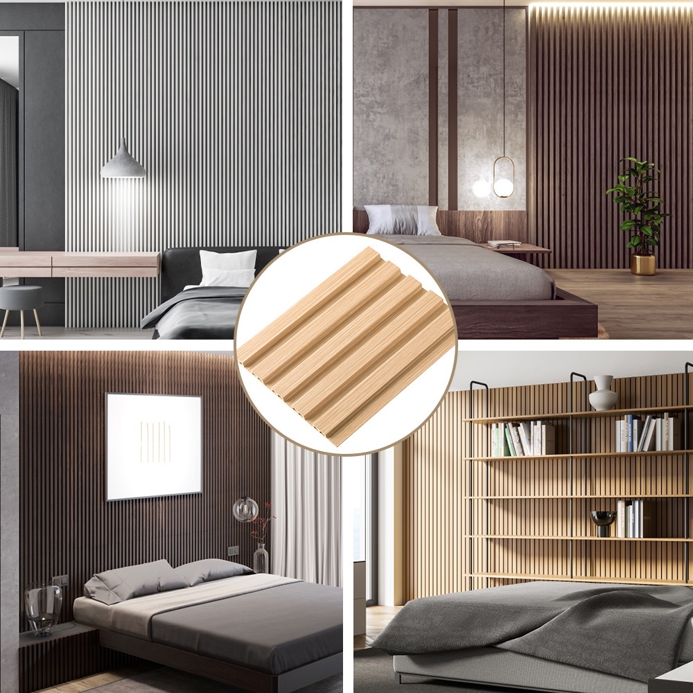 【ISLAND】Solid Wood Wall Panels WPC Fluted Panels Fluted Wallpaper for ...