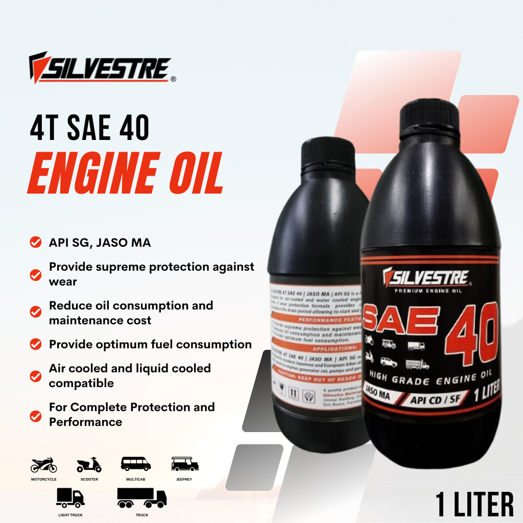 SILVESTRE SAE 40 Engine Oil 1 Liter (4T Engine Oil) API SG, JASO MA ...