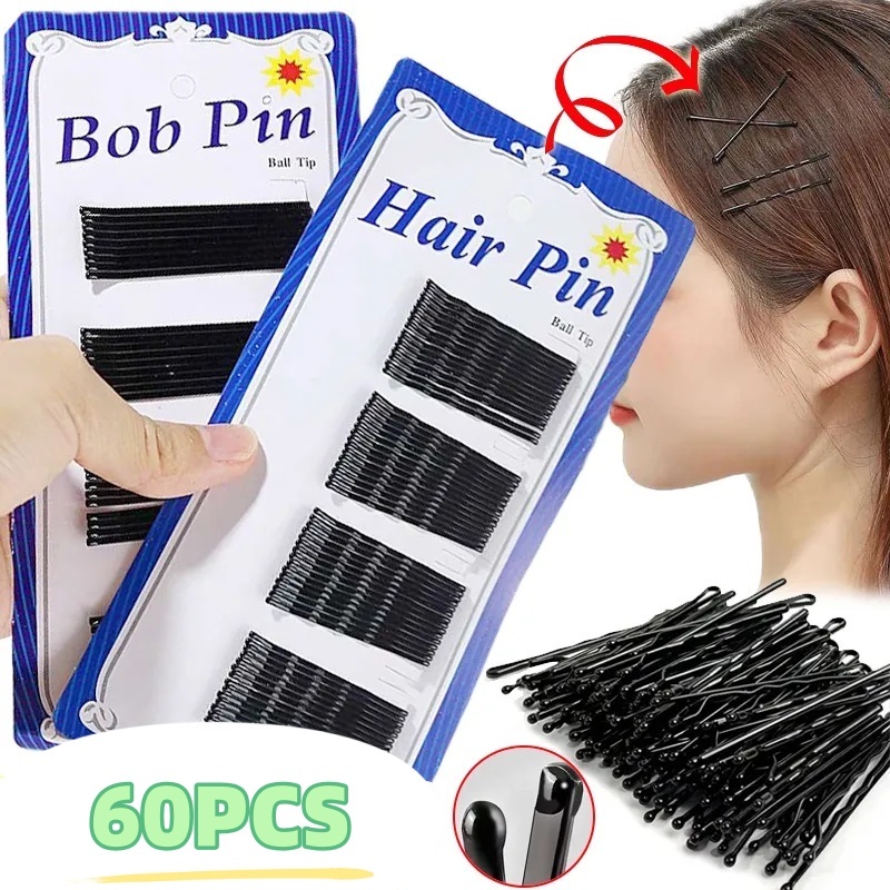 YYDS 60PCS Black Bob Pin 6cm Side Clip Hair Pin Metal Hairpin Hairpins ...