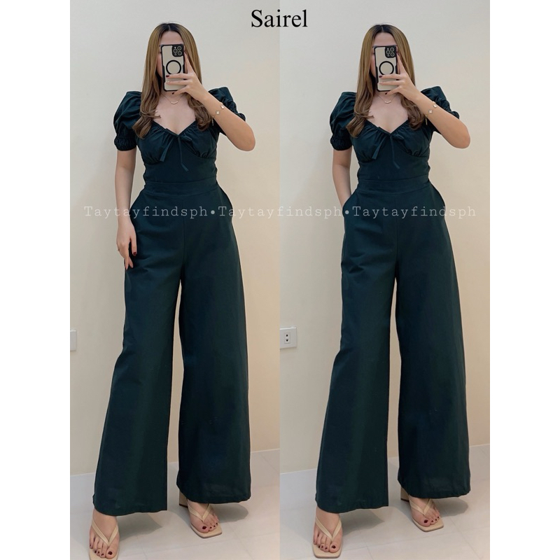 SAIREL PUFF TIE AND WIDE LEG PANTS COORDINATES | taytayfindsph | Shopee ...