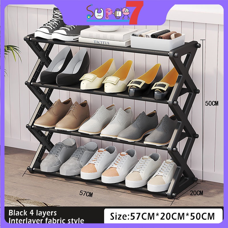 4-5 Layer foldable Shoes Rack Tier Colored Stackable Stainless steel ...