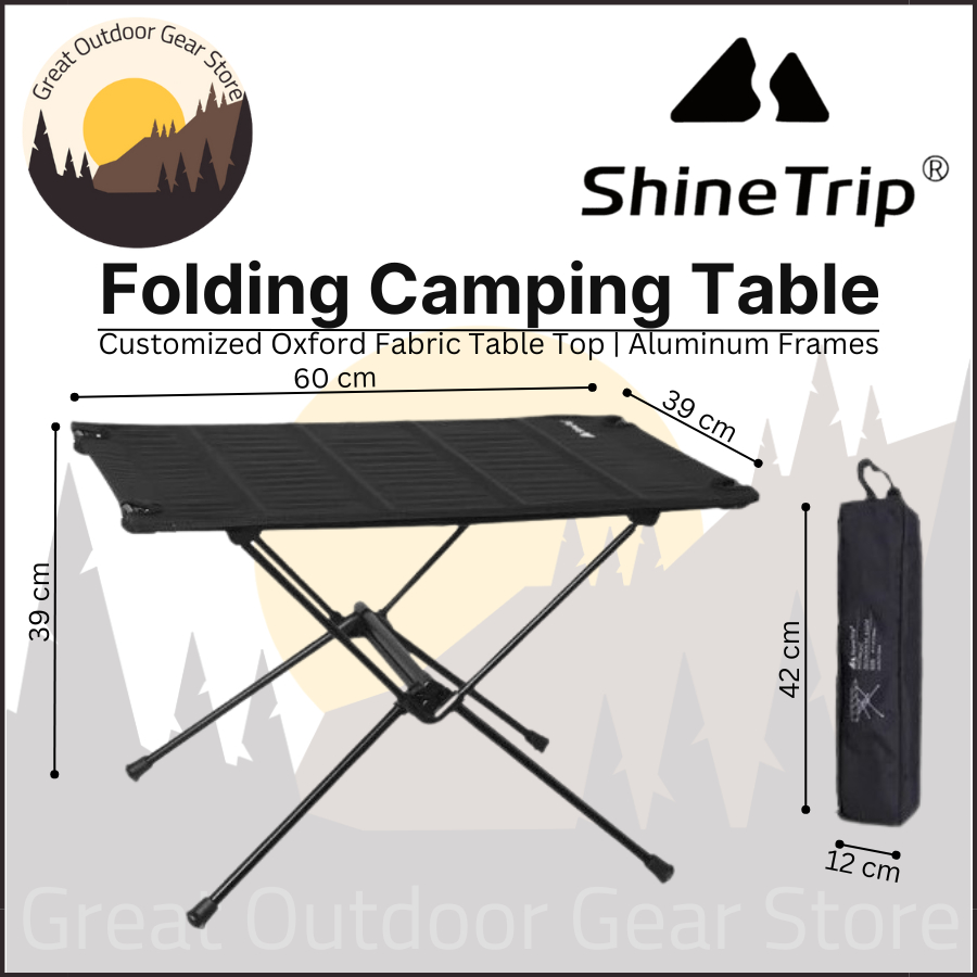 ShineTrip Outdoor Fabric + Aluminum Frame Folding Camping Table Desk ...