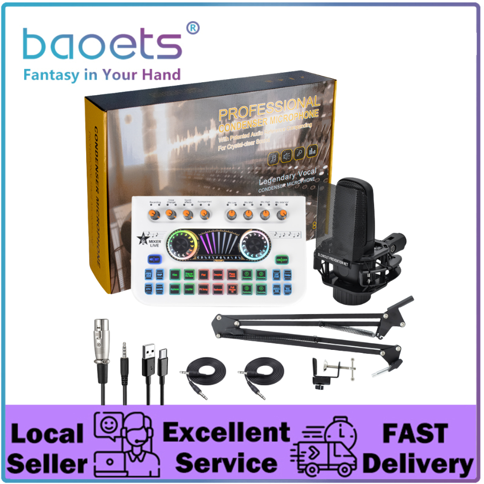 Sound Card Set With Condenser Mic for Live Streaming PC Recording Set ...