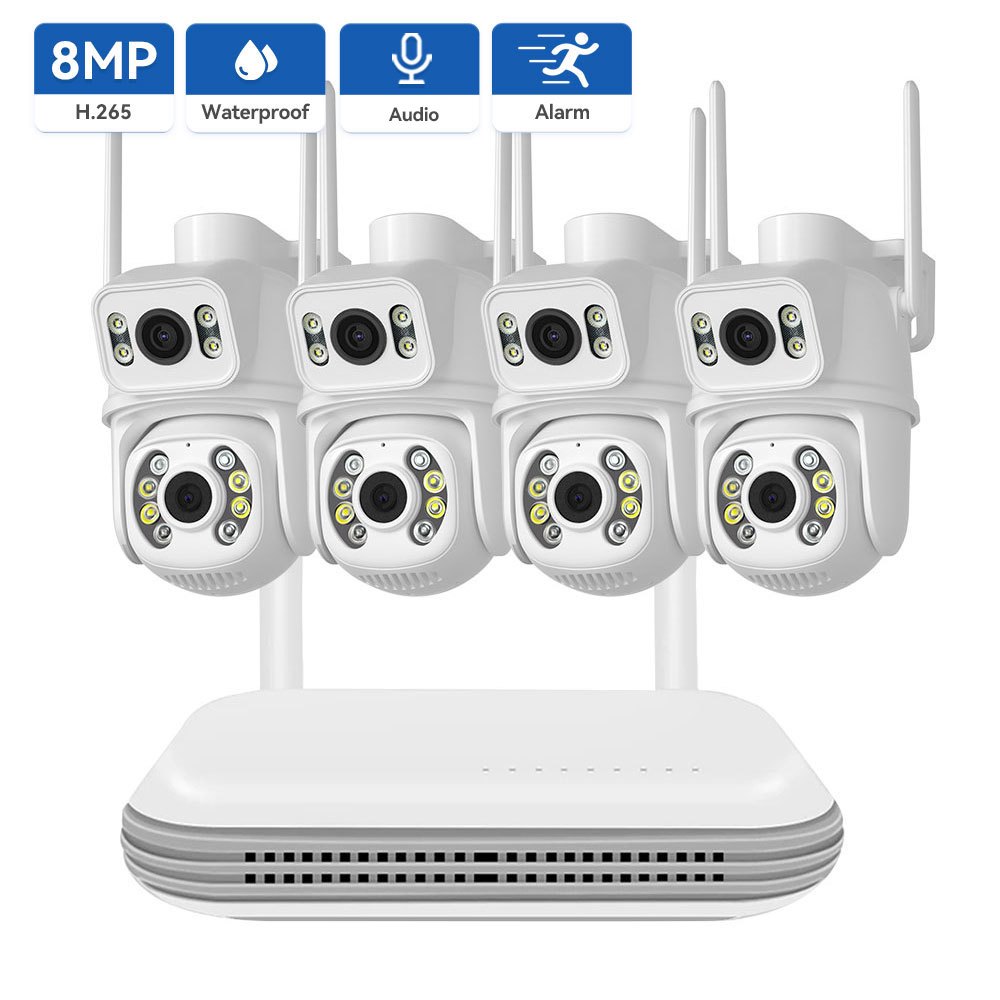 HAMCUS 8MP 4K Wireless NVR Dual Lens PTZ WIFI IP Security Camera System ...