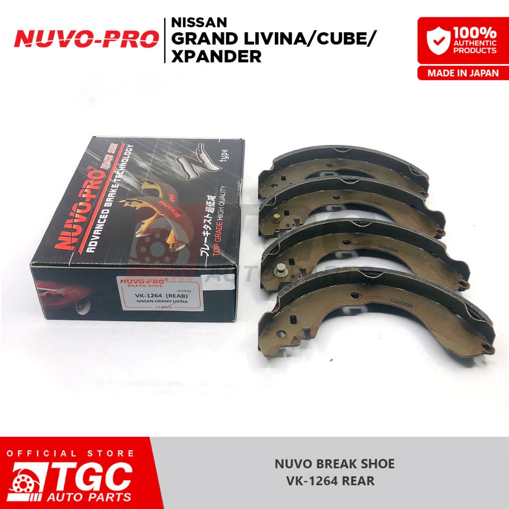 Nuvo-Pro Brake Shoe VK-1264 (Rear), Nissan Grand Livina/Cube/Xpander - 1pc | Shopee Philippines