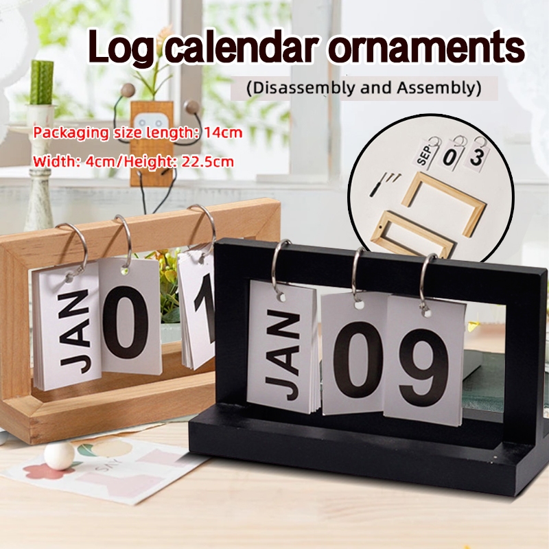 Nordic Style Wooden Page-Turning Calendar Natural Wood Grain Office ...