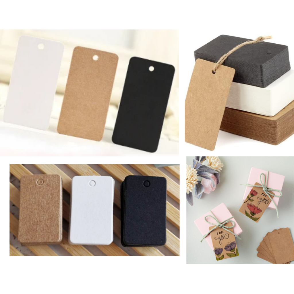 Rectangle SMALLEST Kraft Paper Gift Tags Brown, White or Black (Plain ...