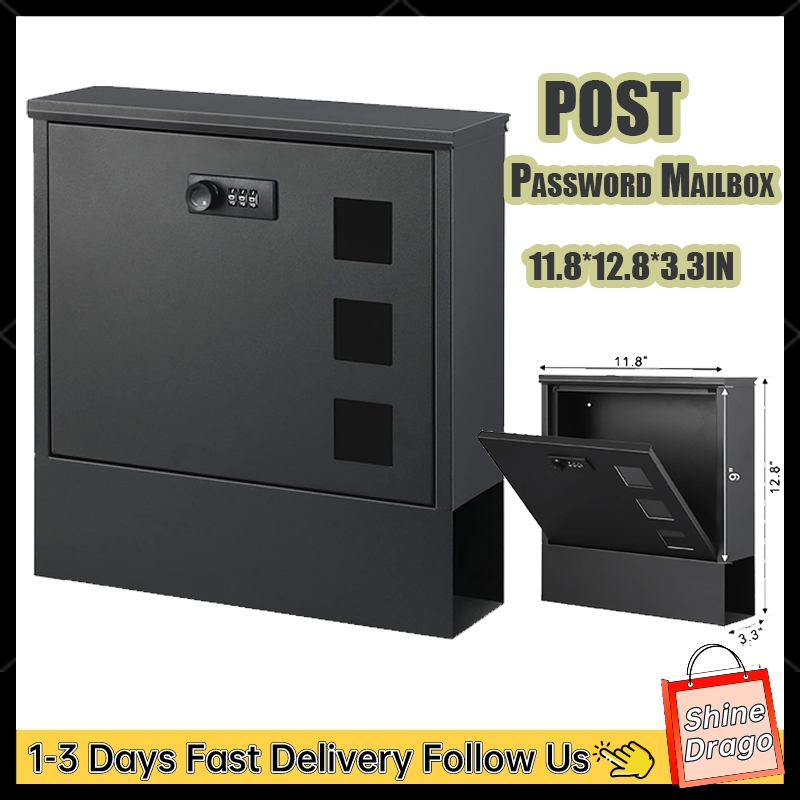 Mailbox with Combination Lock Modern Style Large Capacity Wall Mounted ...