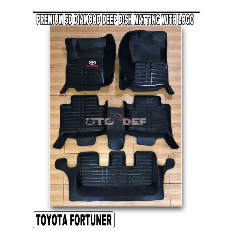 Toyota Fortuner 2005 to 2025 premium 5D diamond deep dish matting with ...