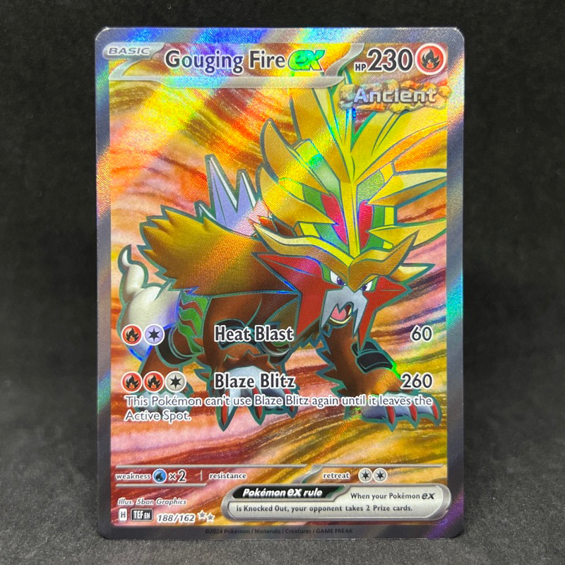 Pokemon TCG Gouging Fire ex Full Art Secret Rare 188/162 2024 Scarlet ...