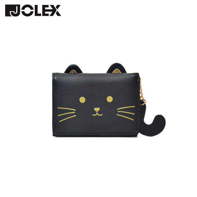 JOLEX Fashion Korean Cute Cat Leather PU Multi-card Tri-fold Short ...