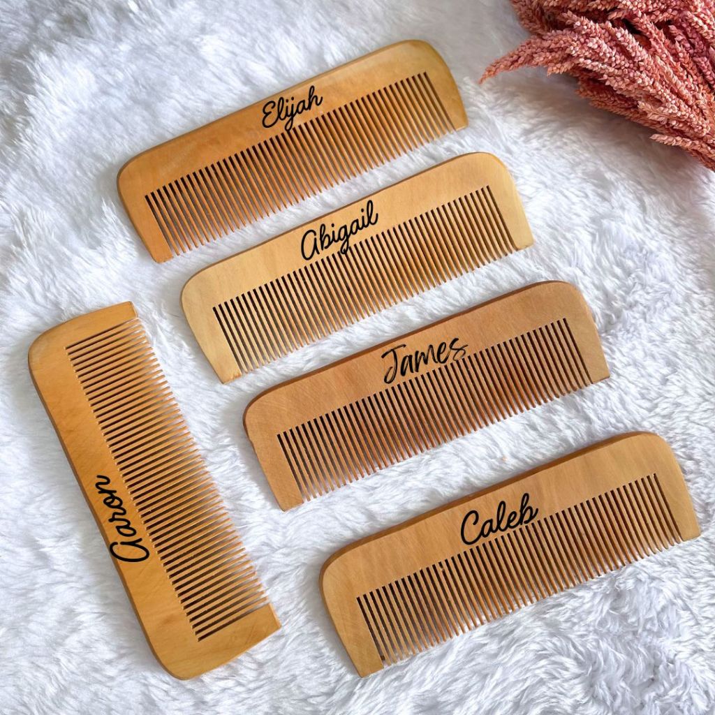 LASER ENGRAVED Wooden Comb / FLAT COMB PERFECT FOR GIVEAWAYS SPECIAL ...