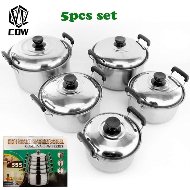 High Grade Stainless Steel Combination Series 5Pcs Pot Set | Shopee ...