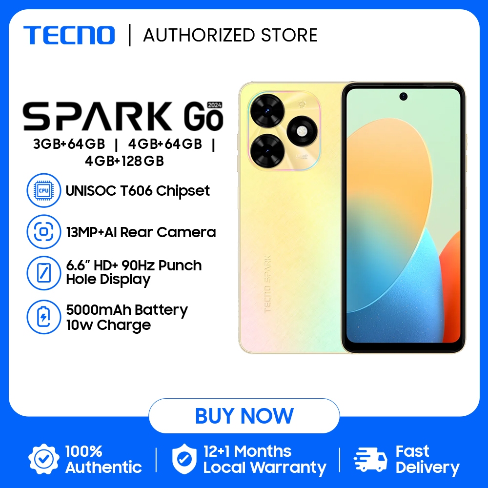 Tecno Spark Go(8GB RAM+128GB ROM|4GB RAM+128GB ROM)-Octa-Core-16MP Clear Rear Camera-5000mAh ...