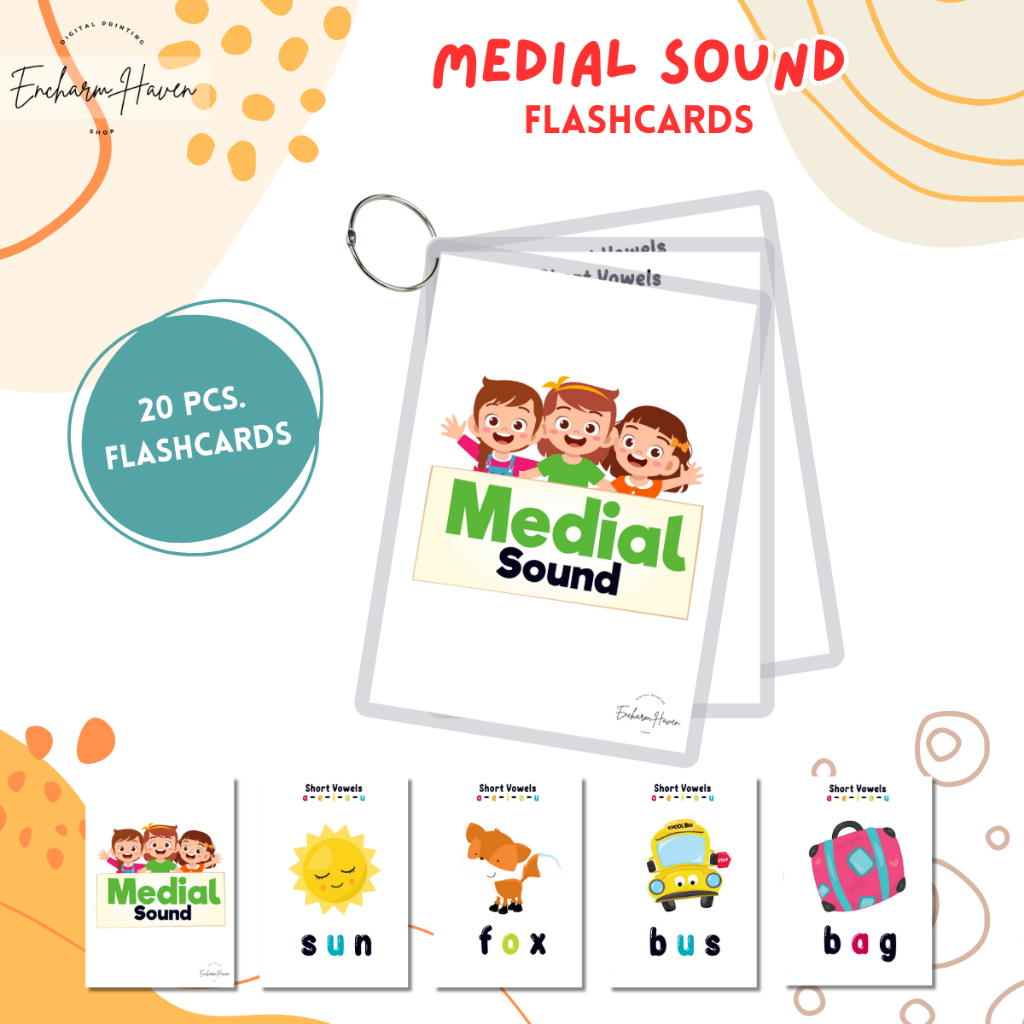 'MEDIAL SOUND' Fully Laminated Educational Flashcards [20 pcs ...