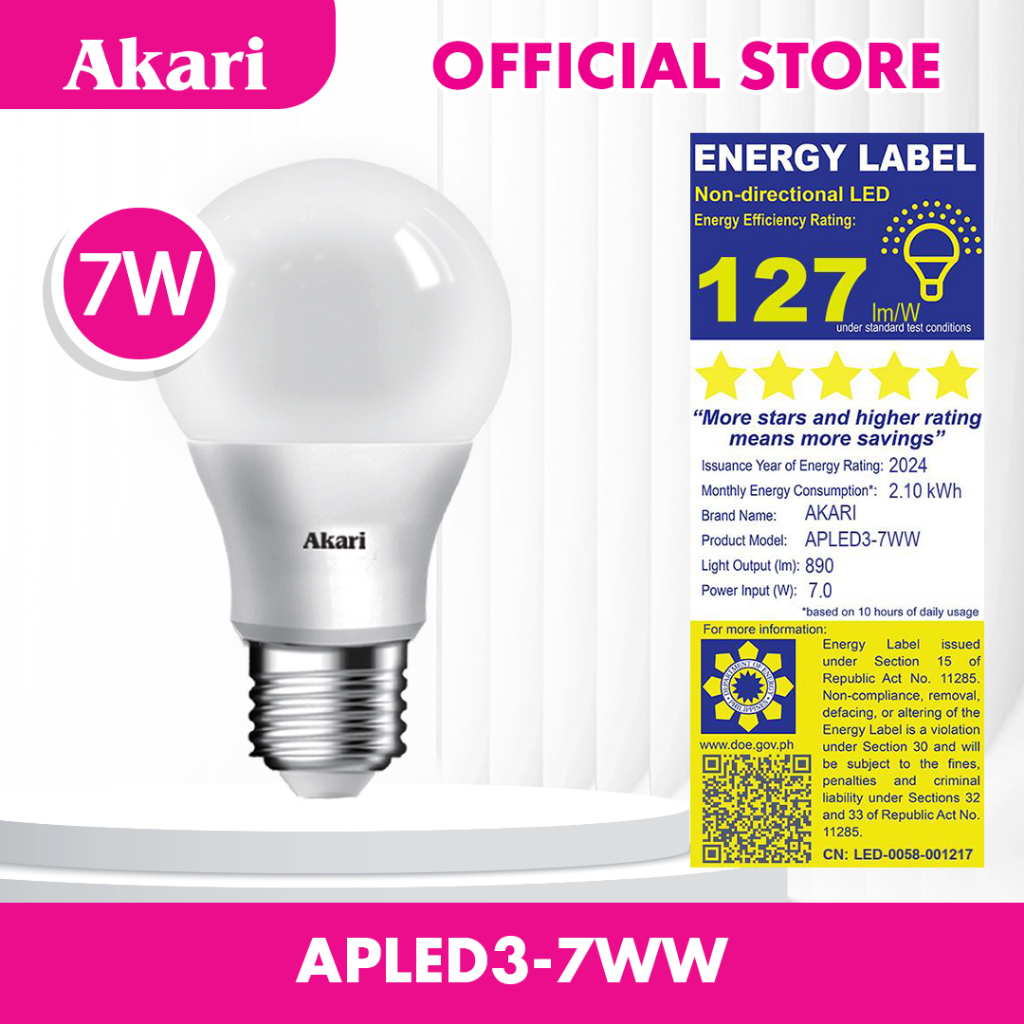 Akari LED Premier Bulb 7 Watts - Warm White (APLED3-7WW) | Shopee Philippines