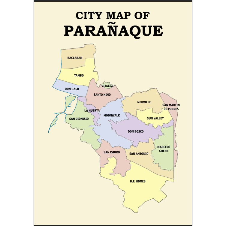 Paranaque City Map Waterproof A4 Laminated Chart | Shopee Philippines