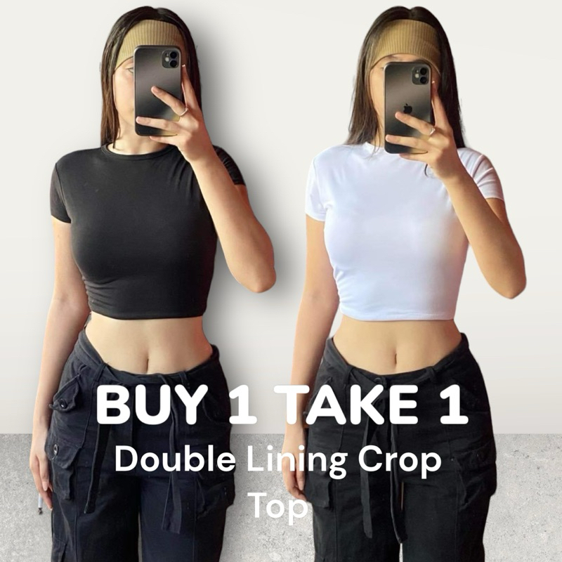 BUY 1 TAKE 1 Double Lining basic trendy croptop for women | Shopee ...