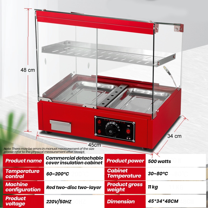 Heavy Duty Curve Glass Showcase Display Electric Food Warmer Food ...