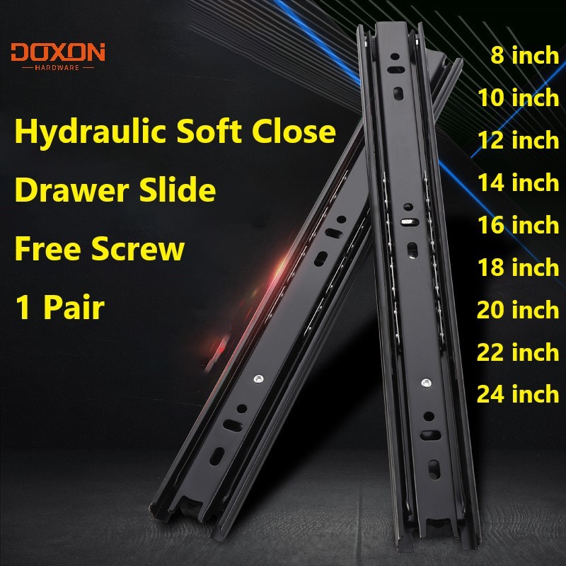 Doxon Soft Closing Ordinary Hydraulic Drawer Full Extension 3 Fold Drawer Slide Guide Rail