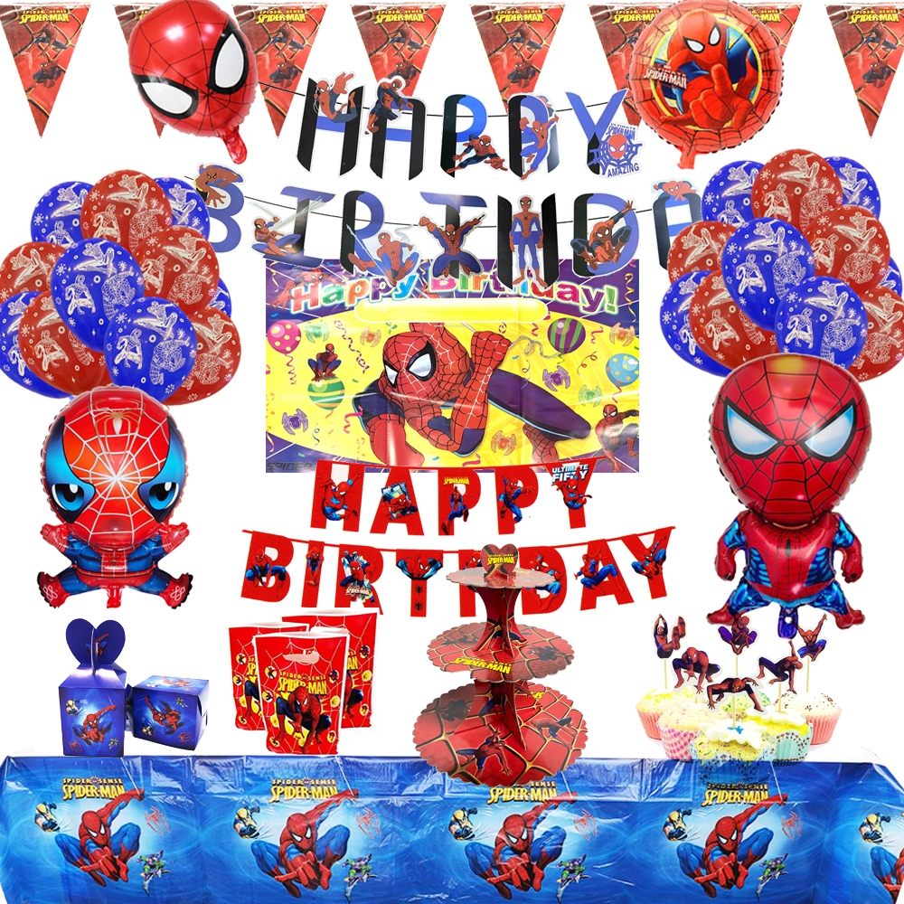 Spiderman Party Set Tableware Birthday Decoration Backdrops Balloons ...