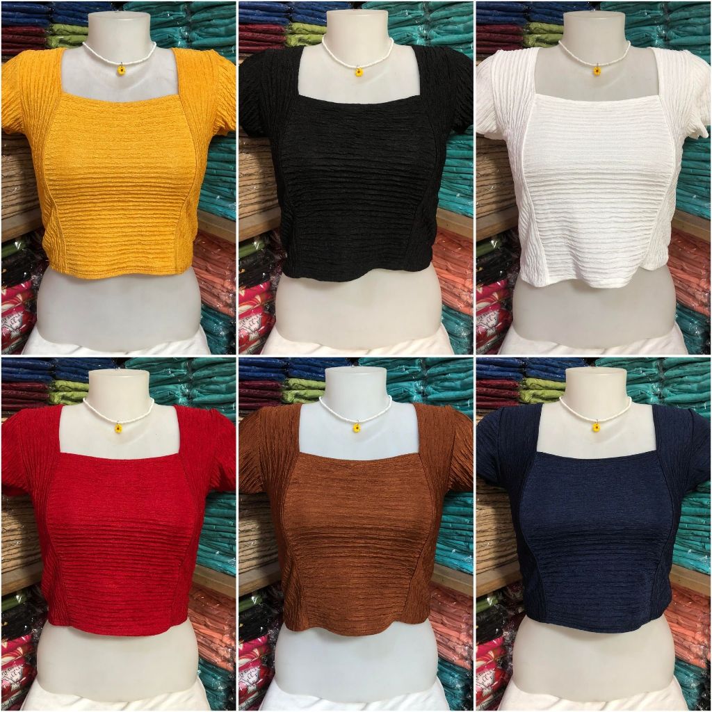 Maureen Square Neck Bark Crepe Crop Top f(Fit from Small to Medium ...