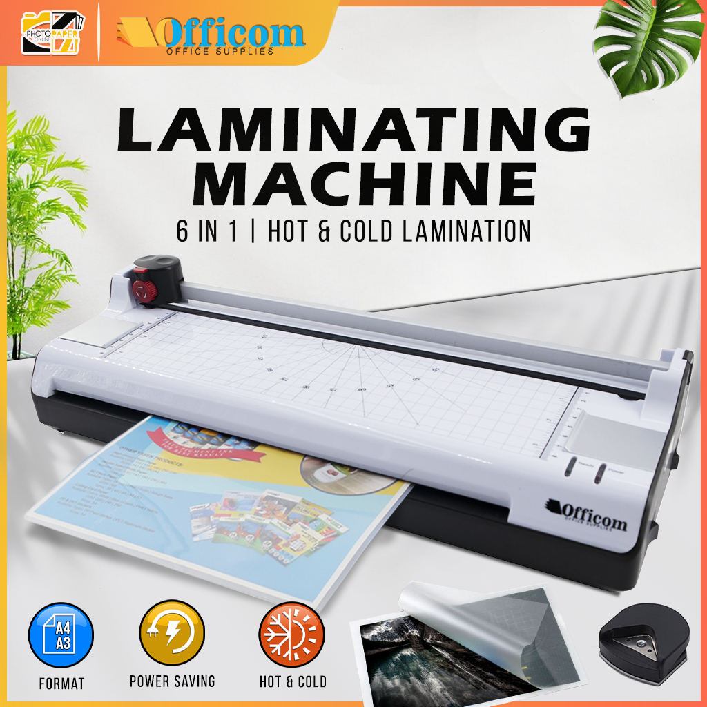 6 in 1 Laminating Machine Officom A3/A4 with Rotary Trimmer Laminator ...