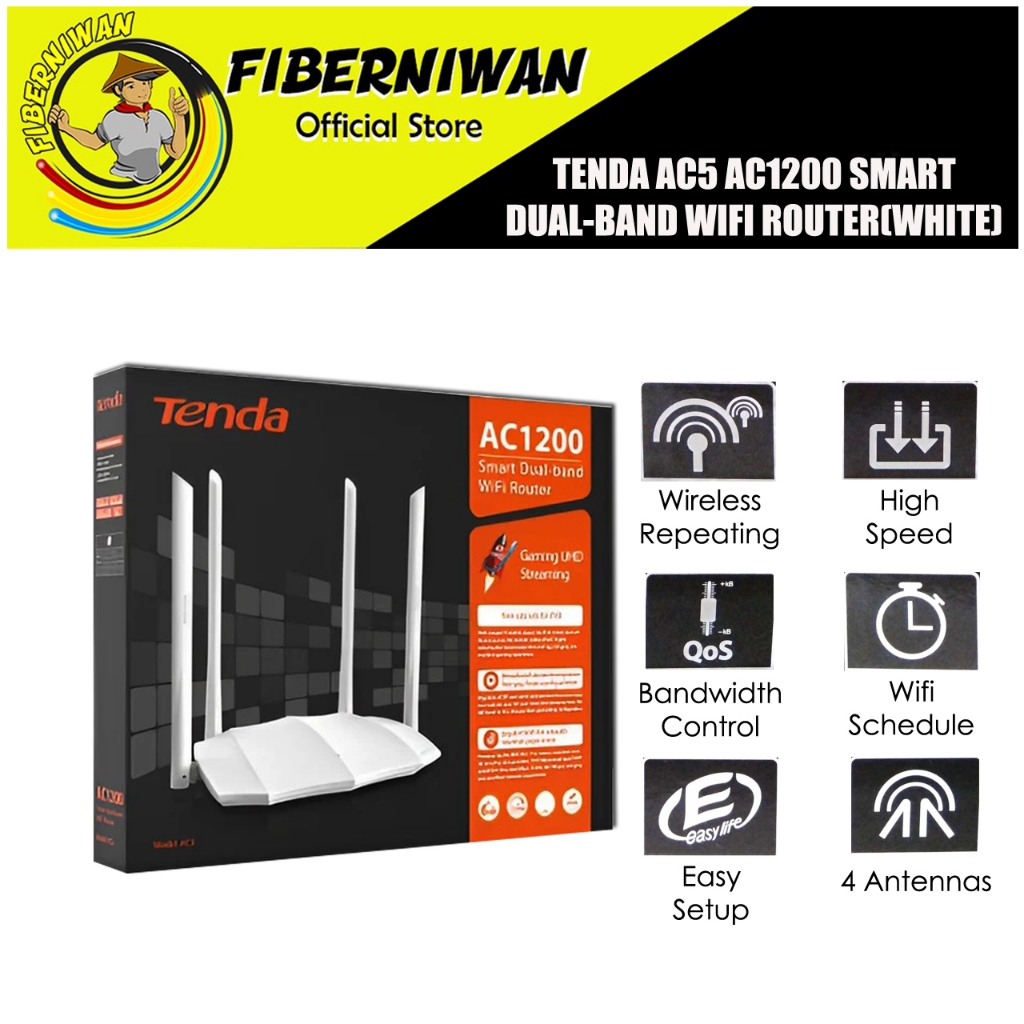 TENDA AC5 v3 AC1200 Dual Band WiFi Router (English Version) | Shopee ...