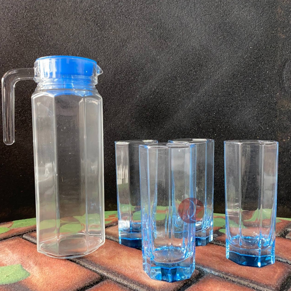 Luminarc 5pcs Drink Set Octime Blue | Jug Set | Pitcher Set | Shopee ...