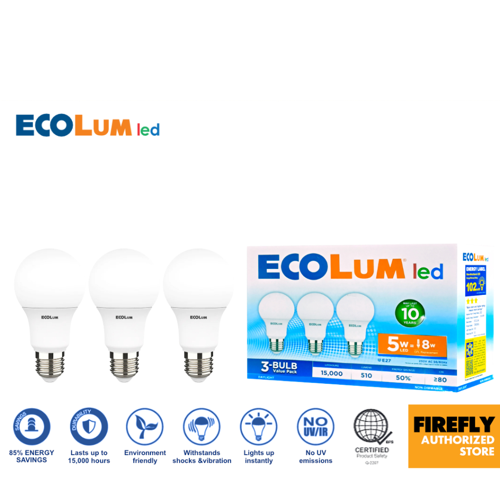 3pcs in Tripid Pack Firefly Ecolum LED Light Bulb Lamp Value Pack ...