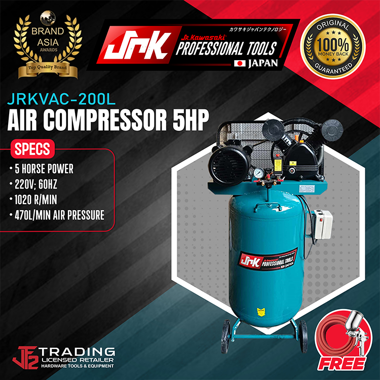 JR Kawasaki 5HP VERTICAL AIR COMPRESSOR JRKHPVAC-200L High Quality and ...