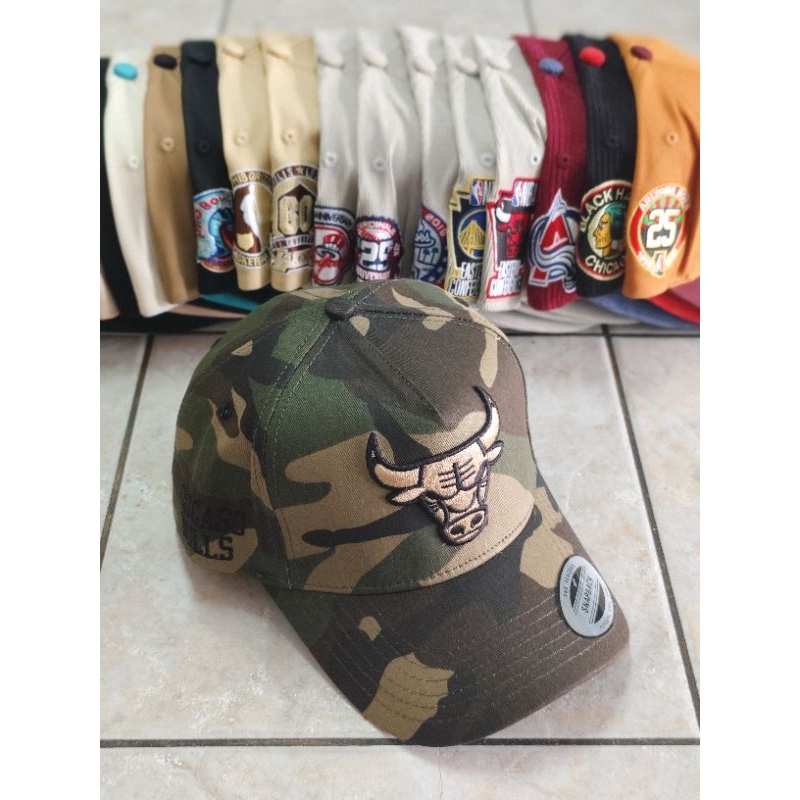 A-Frame Bulls Camou Curved Hats High Quality Replica Vintage Snapback ...