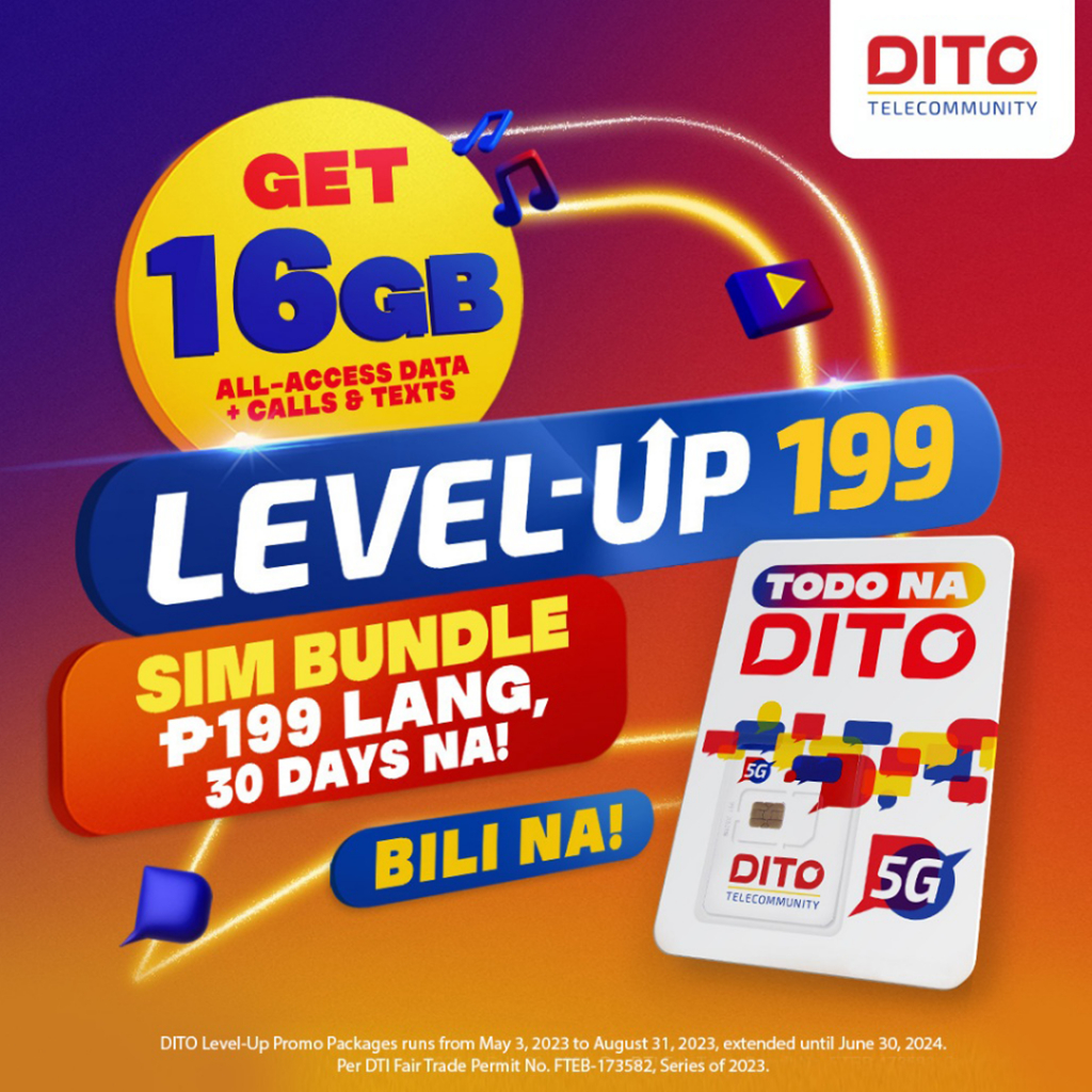 DITO 5G SIM with Level-Up 199 Bundle (16GB Data) | Shopee Philippines