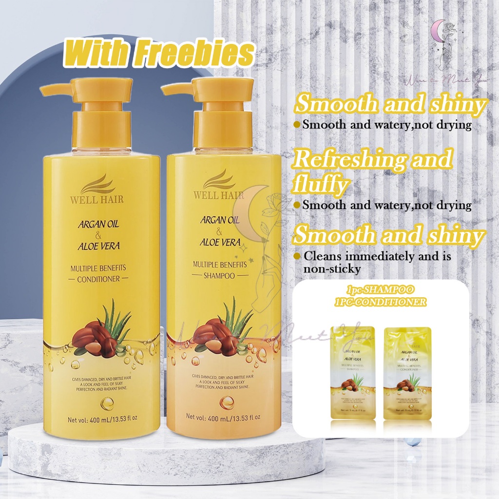 WELL HAIR Argan Oil & Aloe Vera Shampoo Conditioner Anti-Dandruff Anti ...
