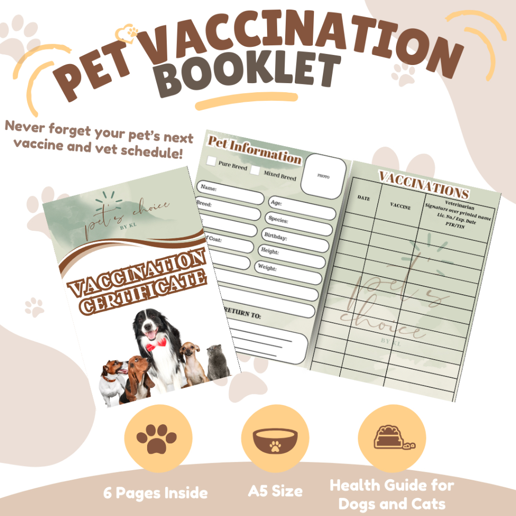 Pet's Choice by KL - Vaccination Card Booklet Vet Certificate Pet for ...