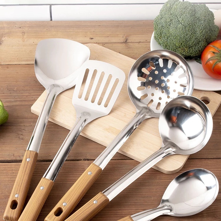 Stainless Steel Kitchenware Set Home Kitchen Wooden Handle Kitchenware ...