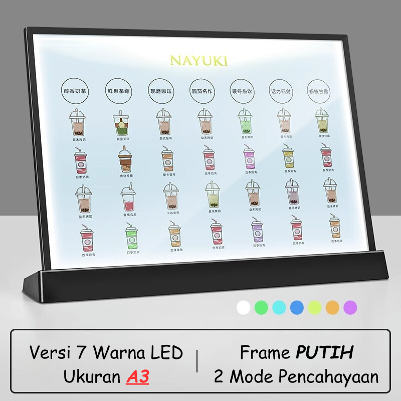 A4/A3 USB Led light restaurant display menu stand signs holder for promotional desktop beer bar ...