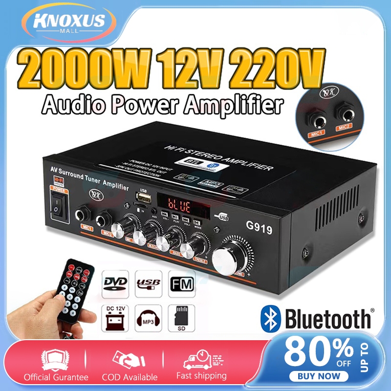 2000W Bluetooth 5.0 speaker Hi-Fi stereo Amplifier 2.0 channel Car ...
