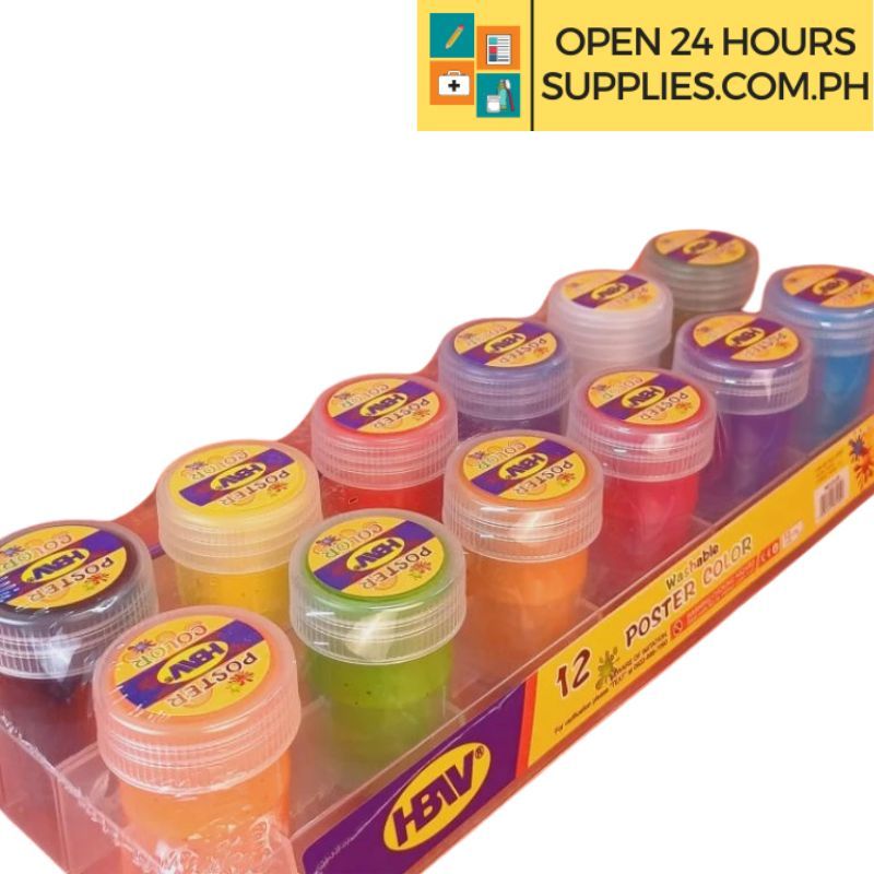 HBW Washable Poster Color 12 Colors 25 Gms | Shopee Philippines