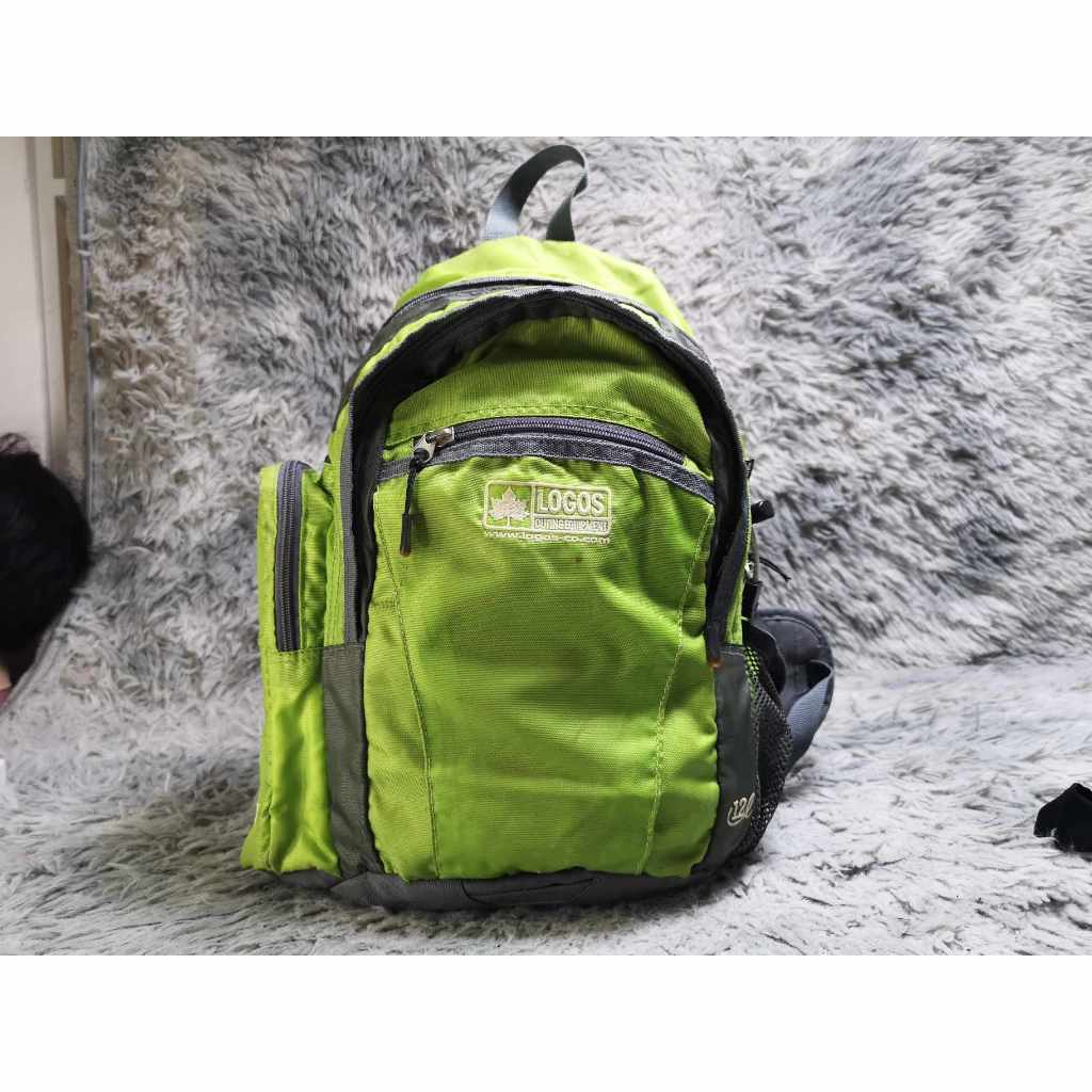 Logos Gray Neon Green Backpack Bag | Shopee Philippines