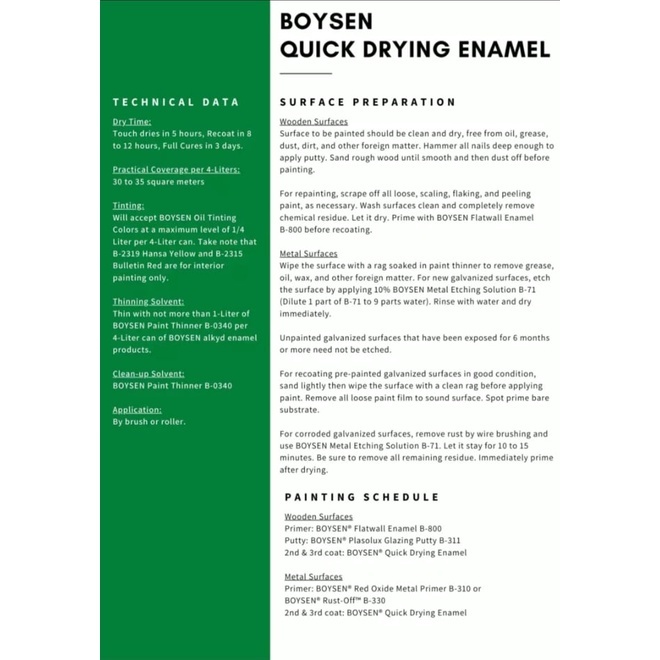 BOYSEN #680 Quick Dry Enamel Choco Brown 1 Liter L 1L QDE B680 680 100% ...