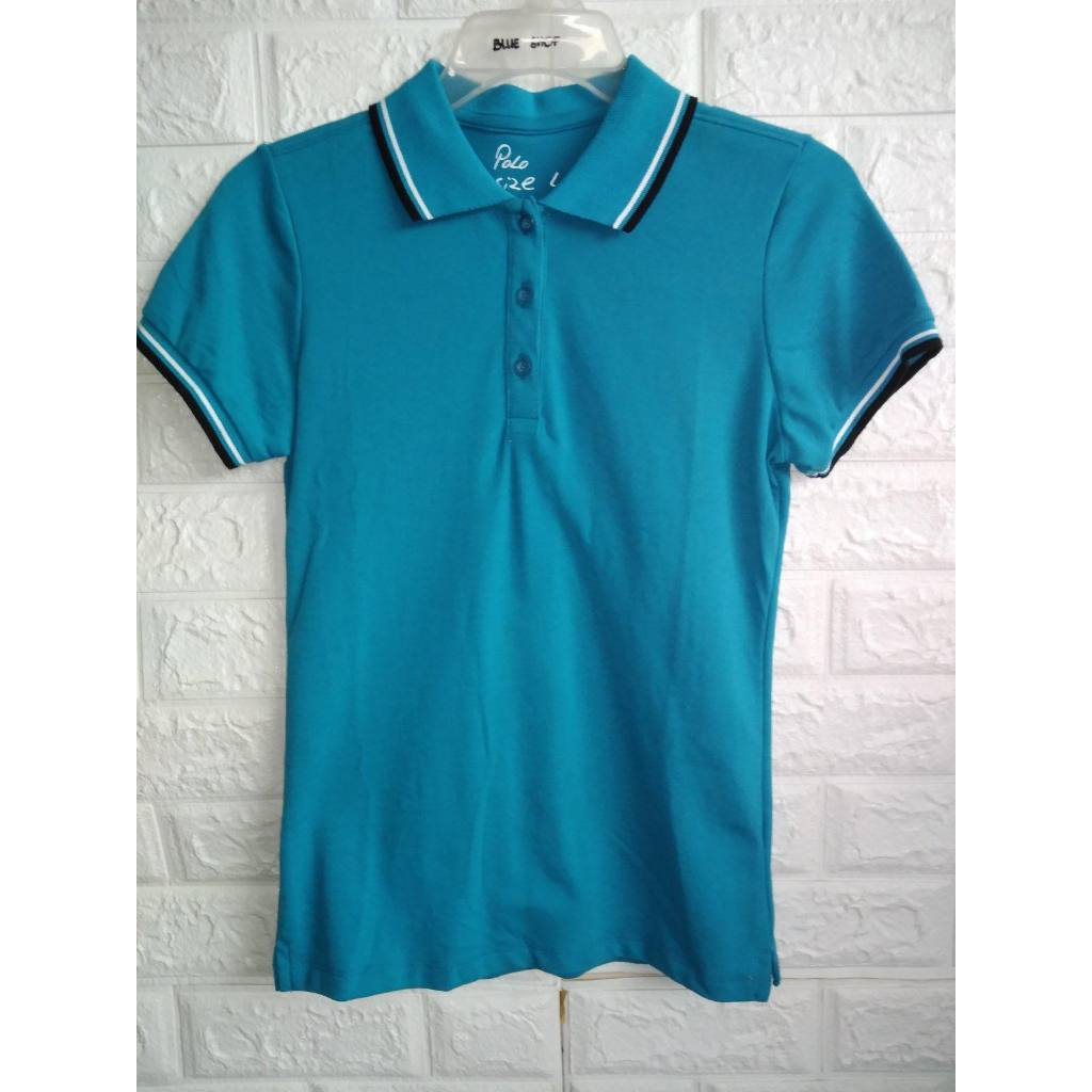Blue Shop Basic Cotton Polo Shirt with Lining Aqua Blue Mens | Shopee ...
