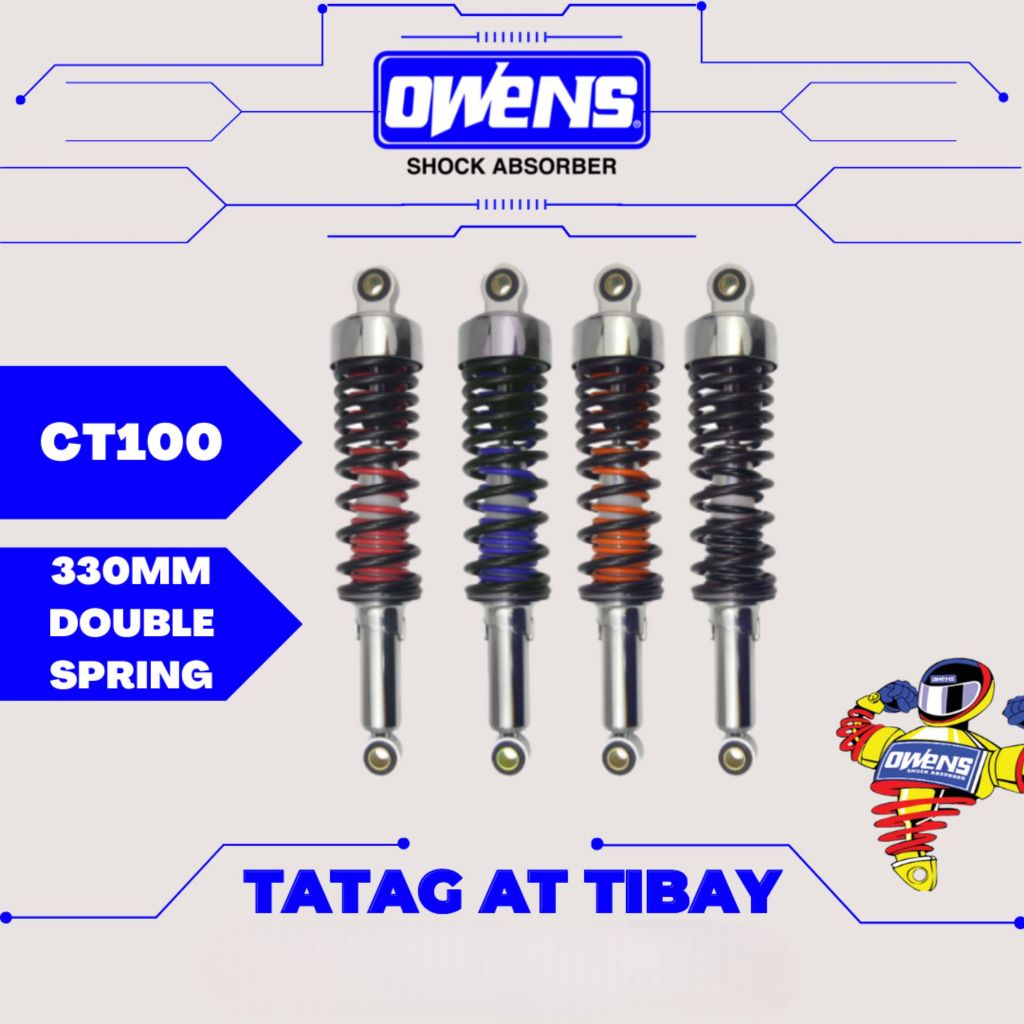 CT100/ Bajaj Owens Rear Shock Absorber Double Spring (Pair) | Shopee ...