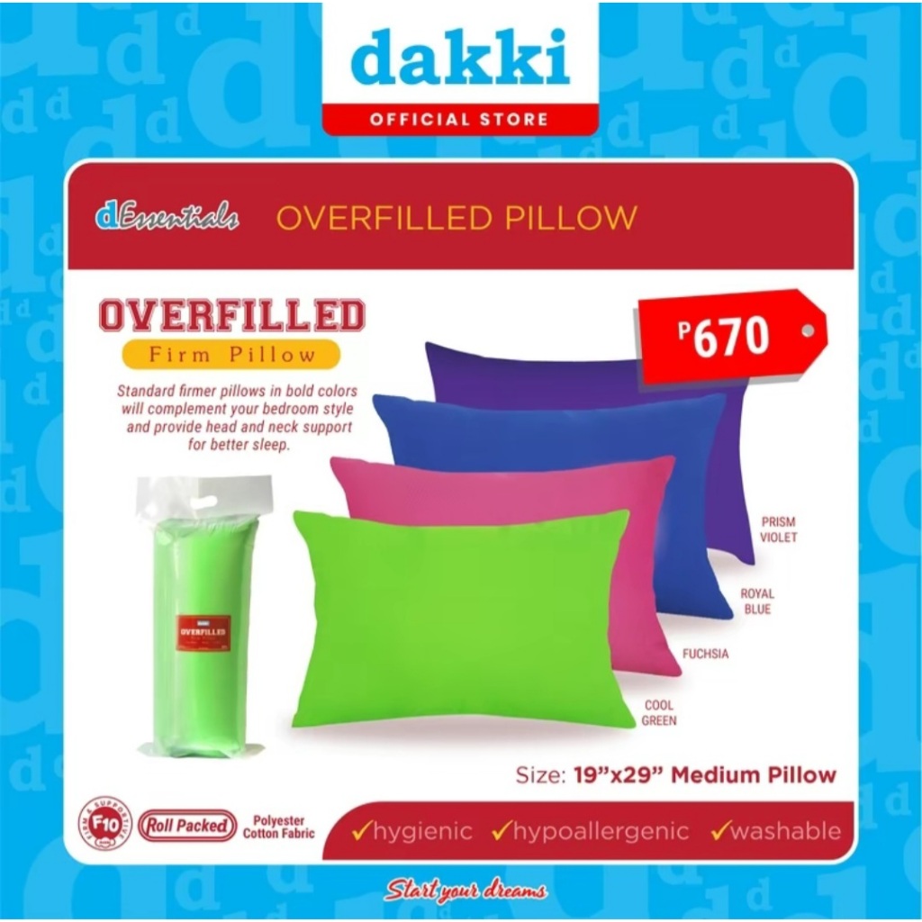 DAKKI ESSENTIALS OVERFILLED PILLOW 19"x29" | Shopee Philippines