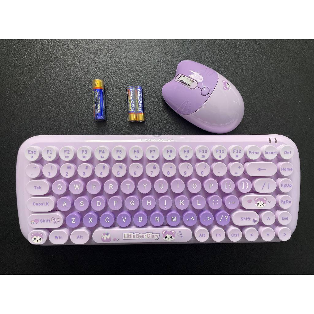 MOFii CANDY BEAR Mini Cute Wireless Keyboard and Mouse Set with Retro ...