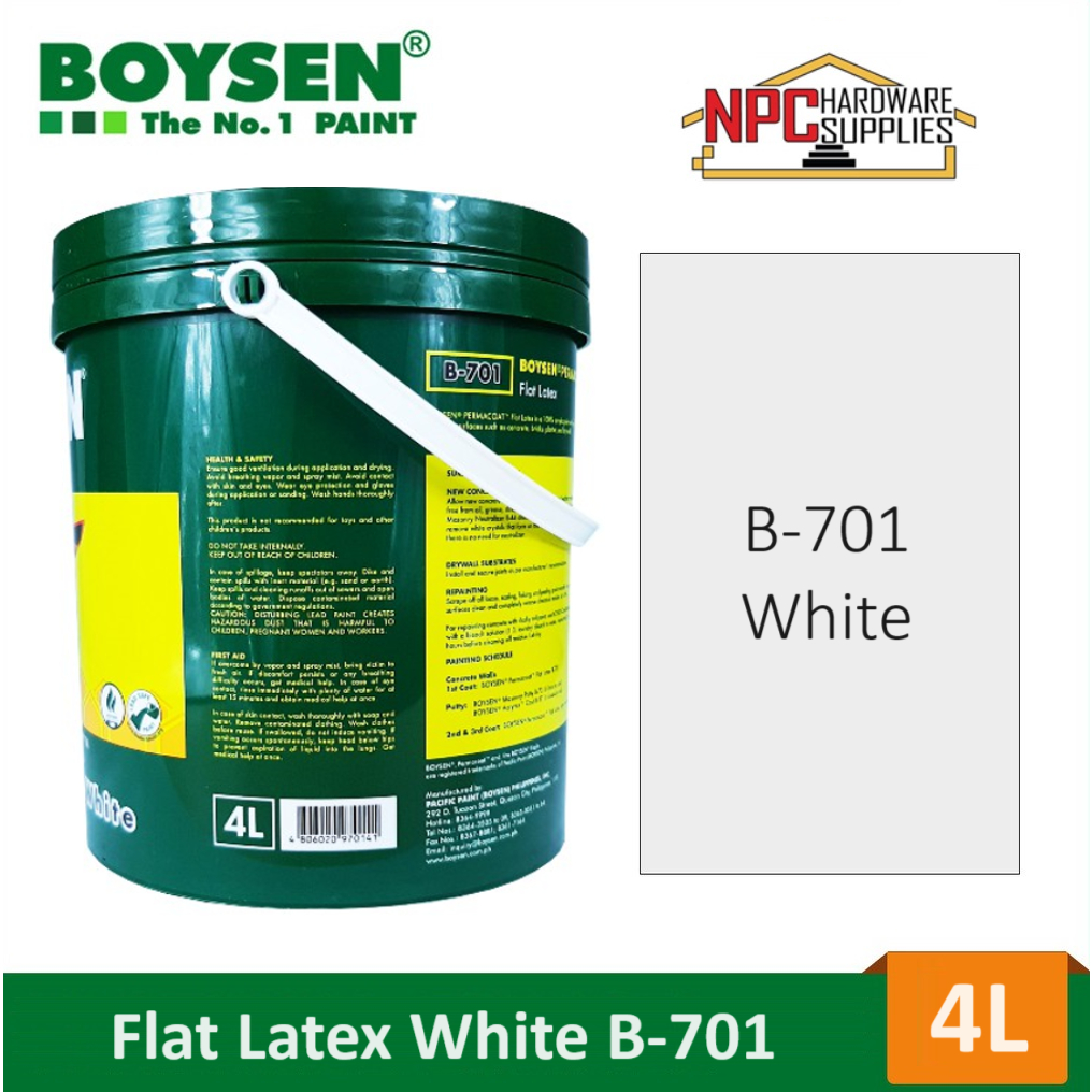 BOYSEN #701 Permacoat Flat Latex White 1 & 4 Liters 1L L Gal B-701 B ...