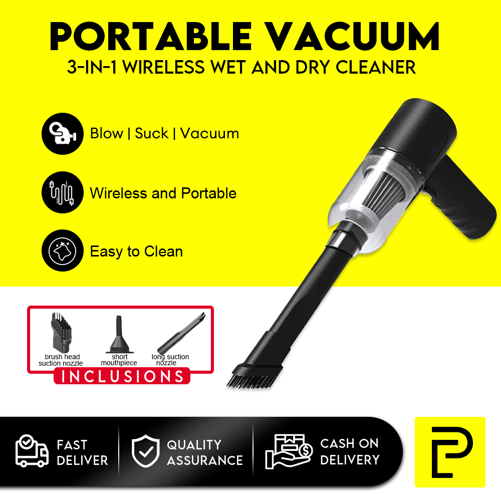 Popcorn Vacuum Cleaner Portable Wireless 9000PA Handheld For Car Home Mini Wet and Dry Cleaner ...