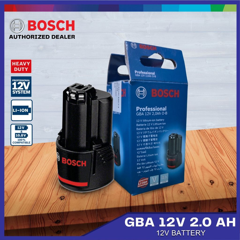 Bosch Battery GBA 12V 2.0Ah 1600A00F6X Heavy Duty HD-CORDLESS 12V Power ...