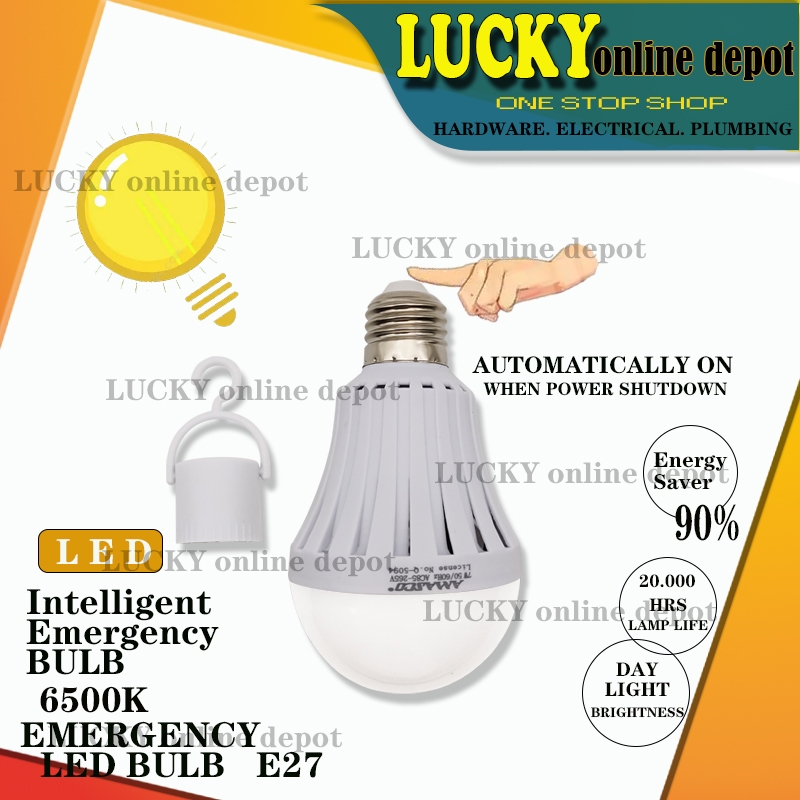 AMASCO E27 RECHARGEABLE INTELLIGENT EMERGENCY LED BULB | Shopee Philippines